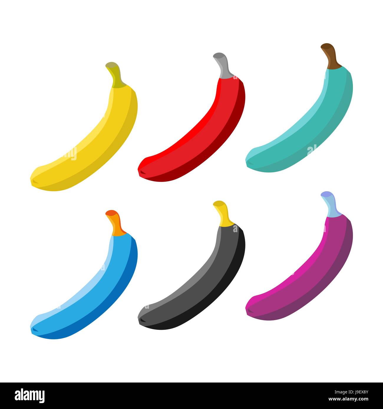 Set of colored banana. Multi-colored fruits Stock Vector Image & Art ...