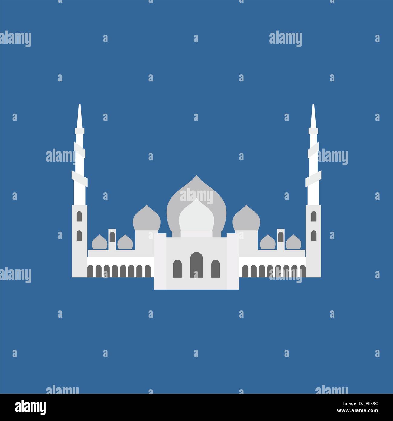 Sheikh Grand Mosque in Abu Dhabi. Vector flat sign silhouette logo ...
