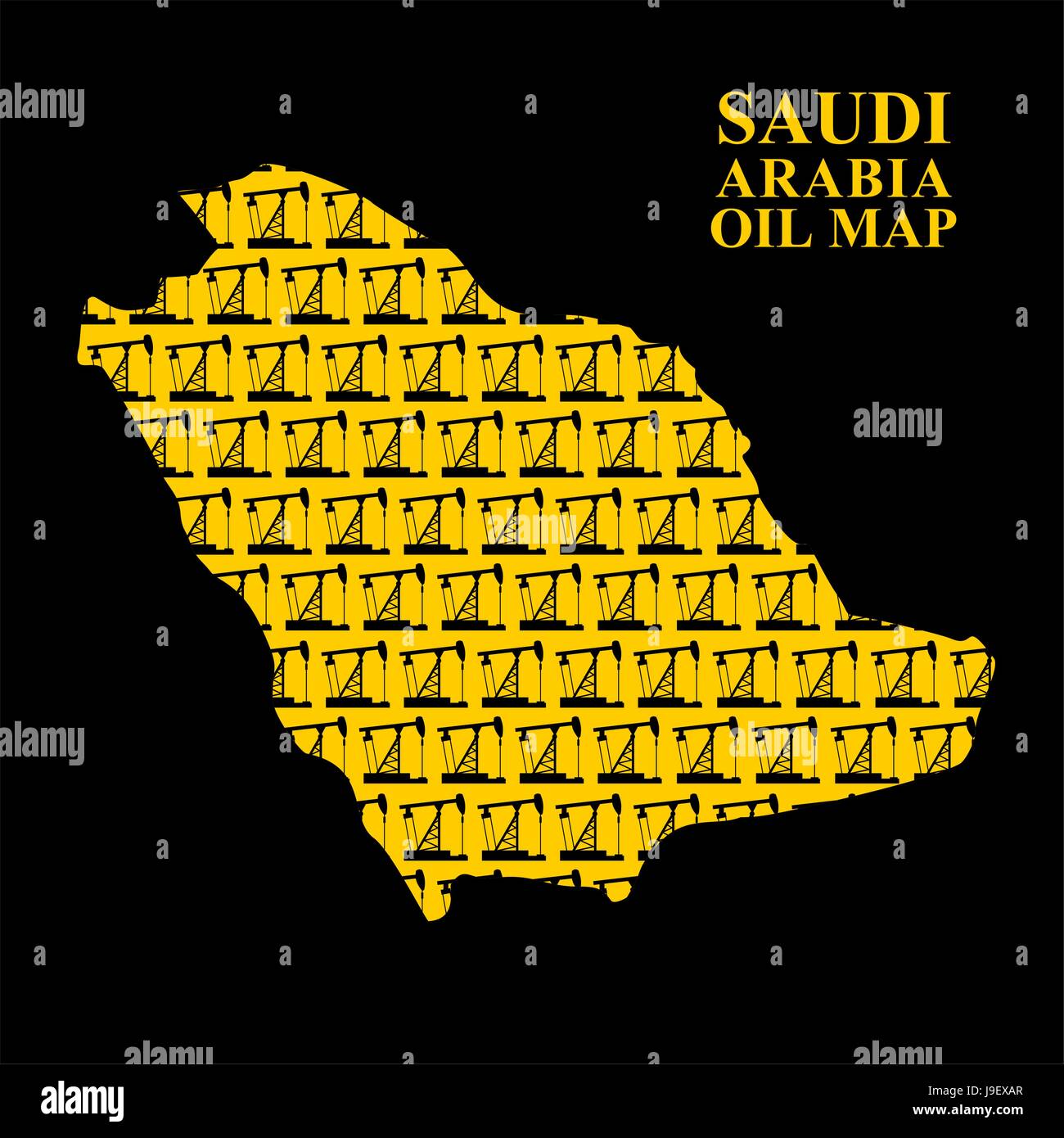 Saudi Arabia oil map. Silhouette of desert maps of oil rigs. Vector ...