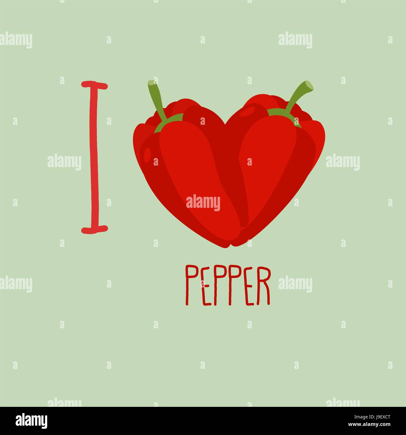 I love pepper. Heart of the sweet peppers. Vector illustration Stock ...