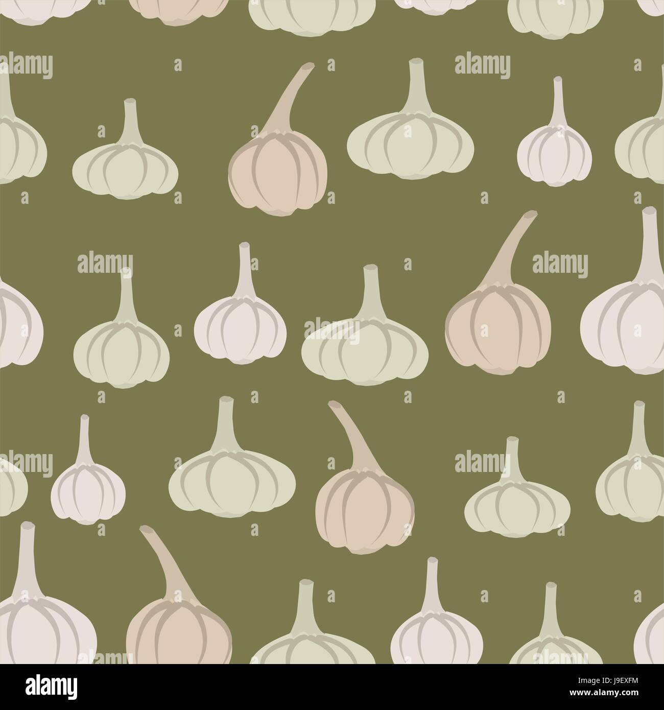 Background of gray garlic. Vector seamless pattern of vegetables ...