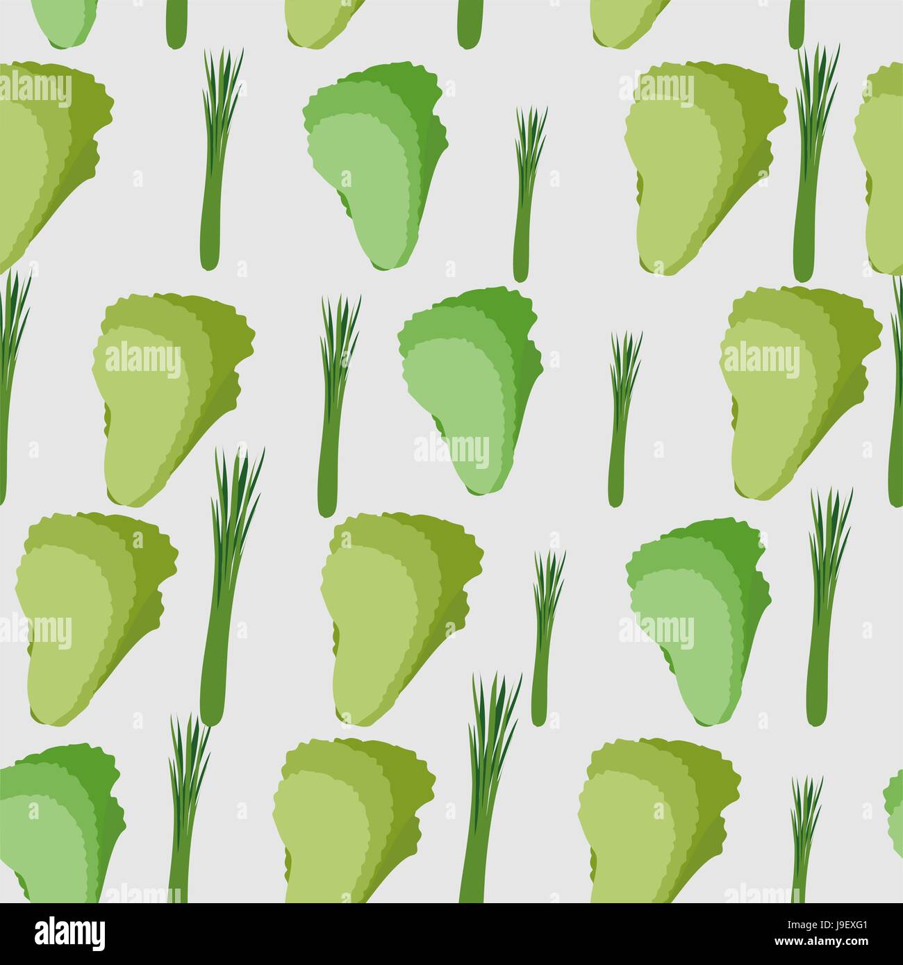 Background of green leaf lettuce. Vector seamless pattern of vegetables ...