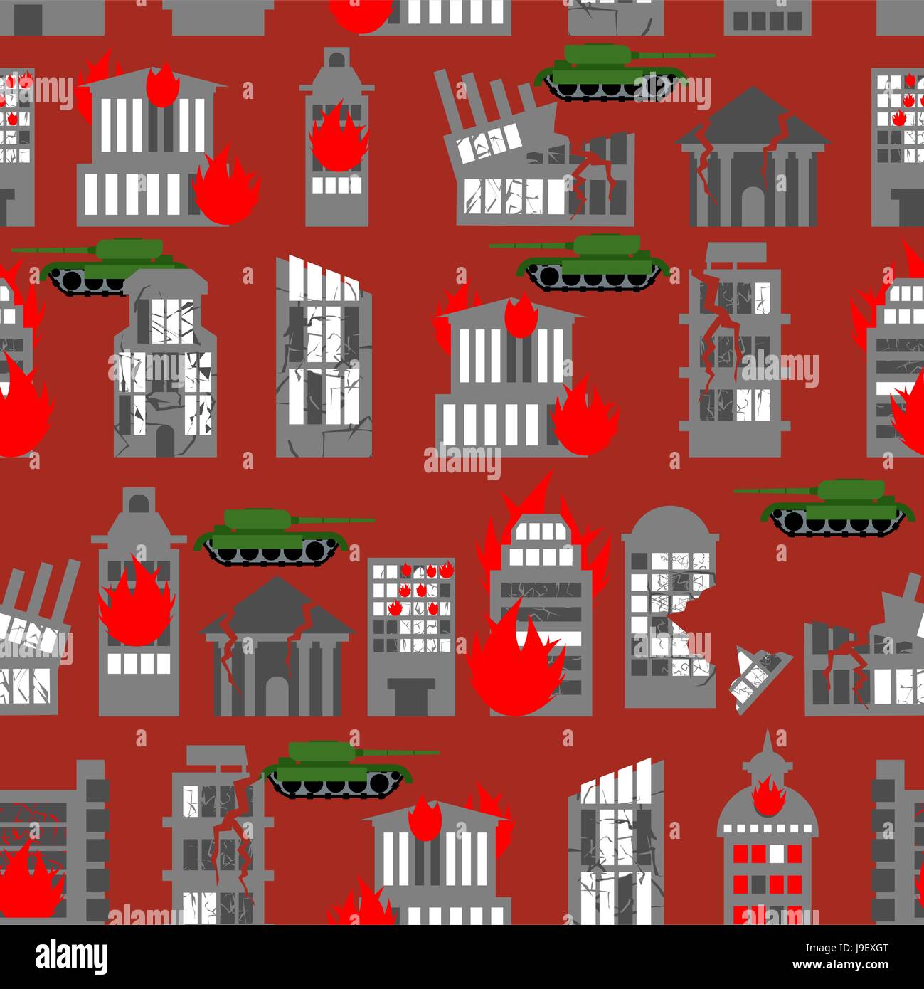 Destroyed city seamless fire hi-res stock photography and images - Alamy
