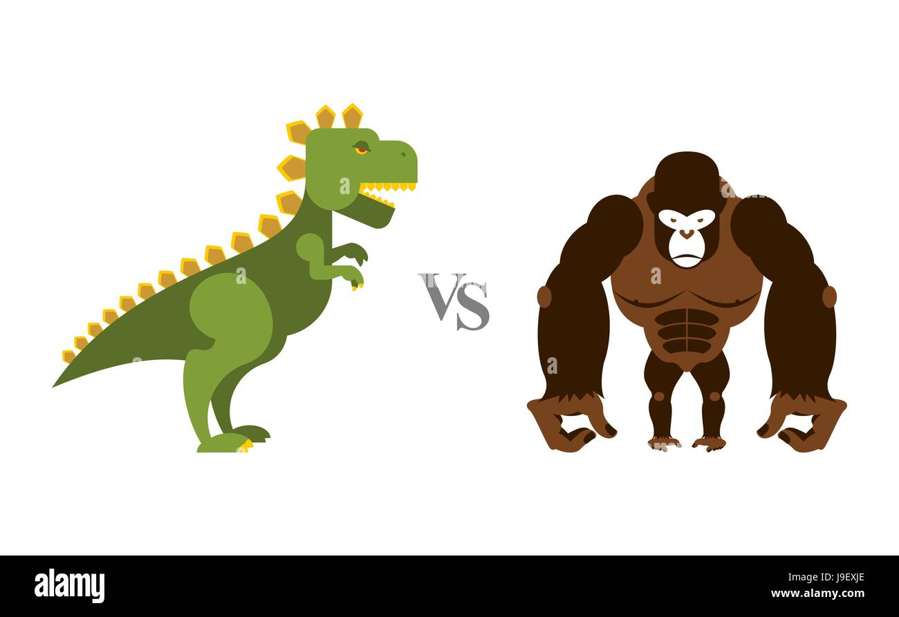 Godzilla vs King Kong. Battle monsters. Big wild monkey and scary ...