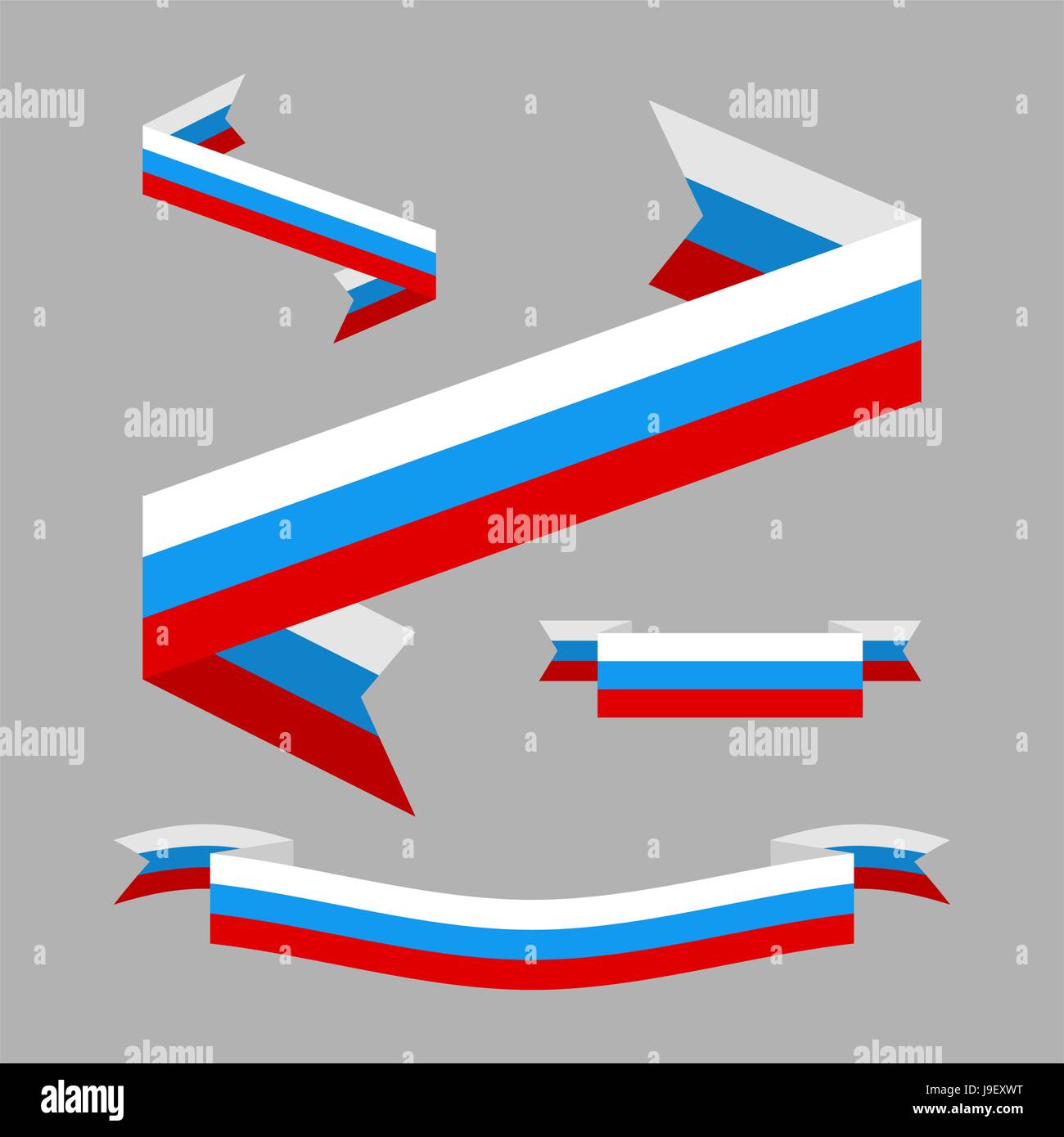 Tape flag of Russia. Design elements. Patriotic Ribbon triklor Russian ...