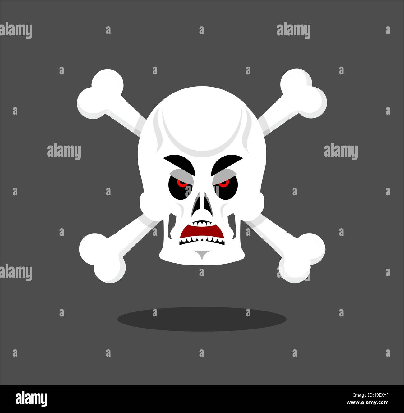 Angry skull emotion. Crossbones. Aggressive skeleton head Stock Vector ...