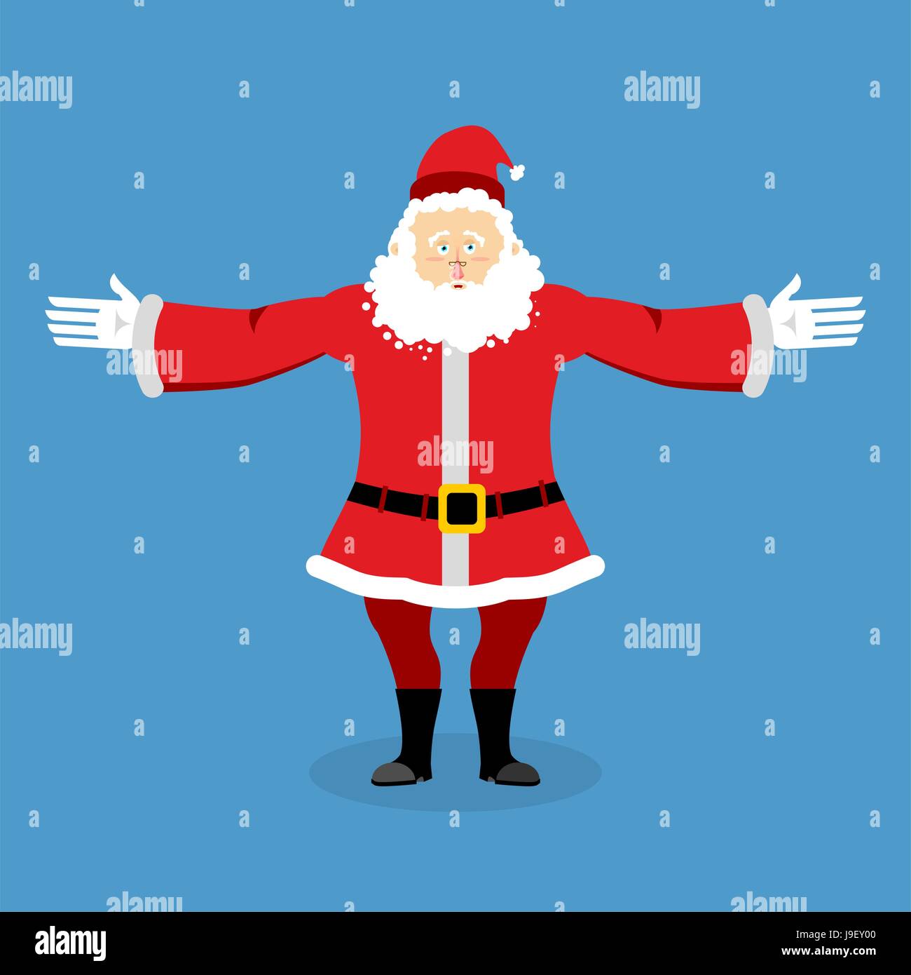 Happy Santa Claus spread his arms in an embrace. Jolly Christmas character. Lovely kind ...