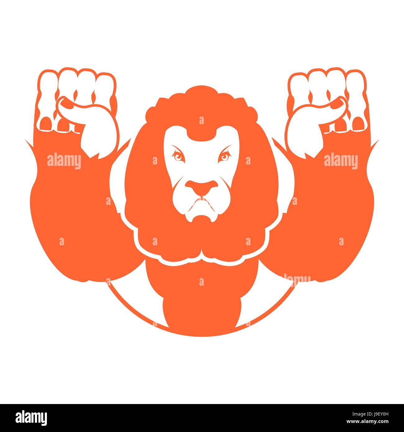 Angry lion. Aggressive wild beast. Logo big leo. Evil wild animal ...