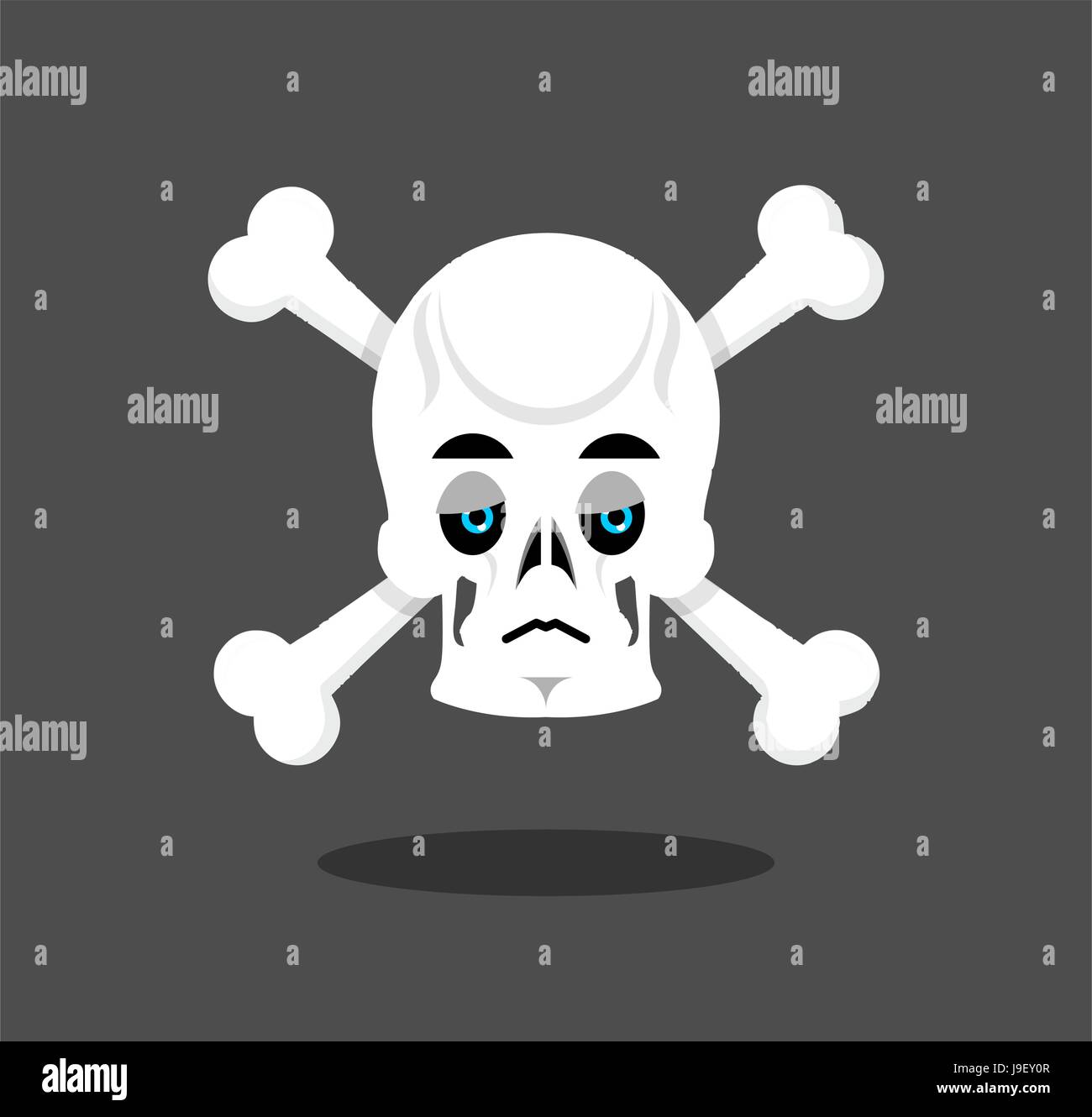 Sad skull emotion. Crossbones. melancholy skeleton head Stock Vector ...