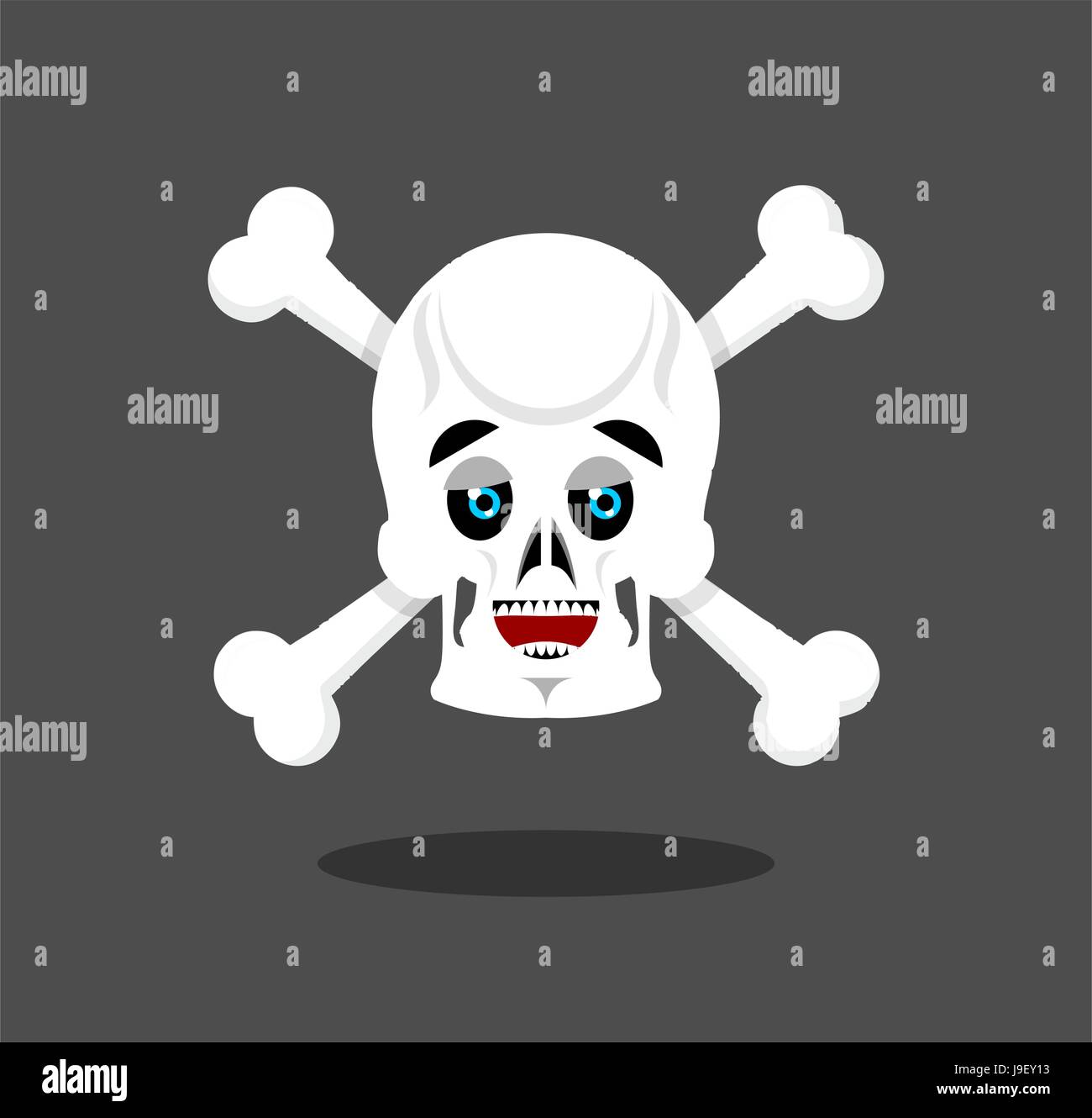 Happy skull emotion. Crossbones. lucky skeleton head Stock Vector Image ...