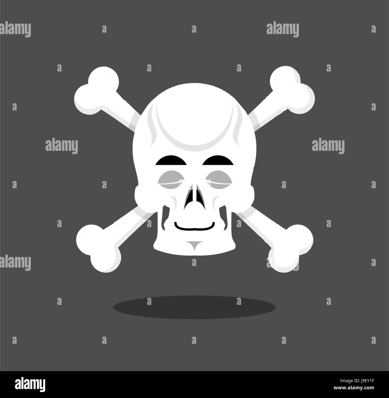 Sleeping skull emotion. Crossbones. Closed eye skeleton head Stock ...