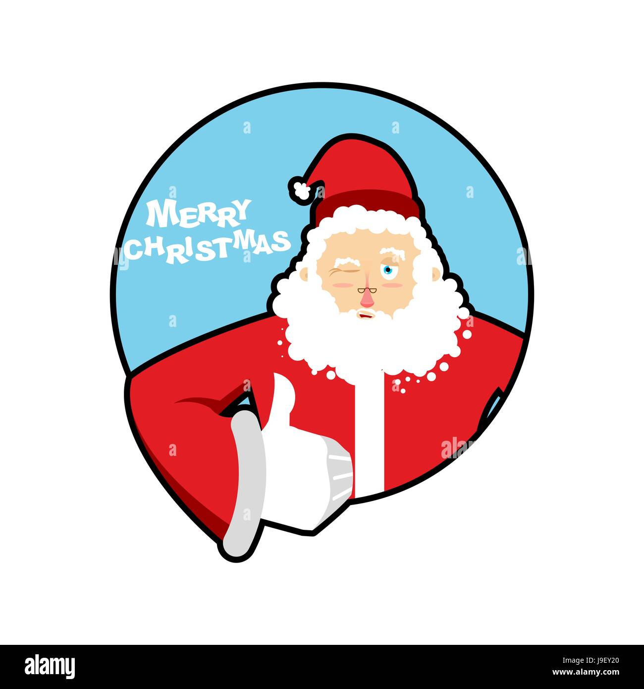 Santa Claus thumbs up well and winks. Sign all right. Merry Christmas ...