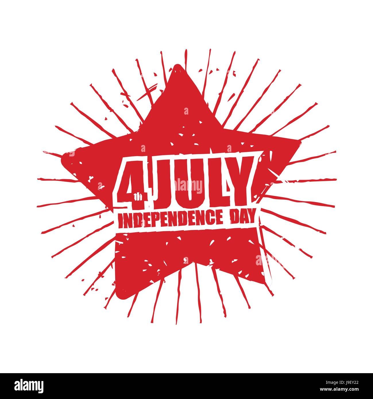July 4th Independence Day of America. Emblem in grunge style. Red Star ...