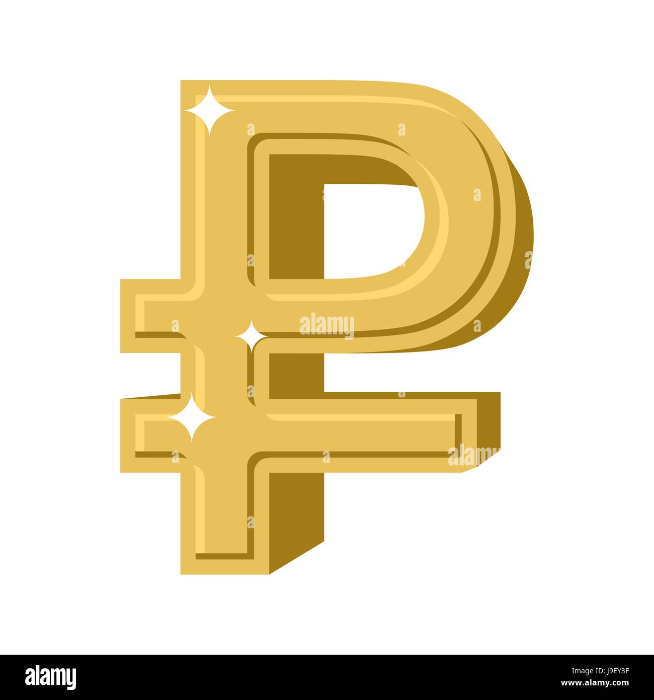 Golden Russian ruble. Symbol of money in Russia. cash sign in Russia of ...