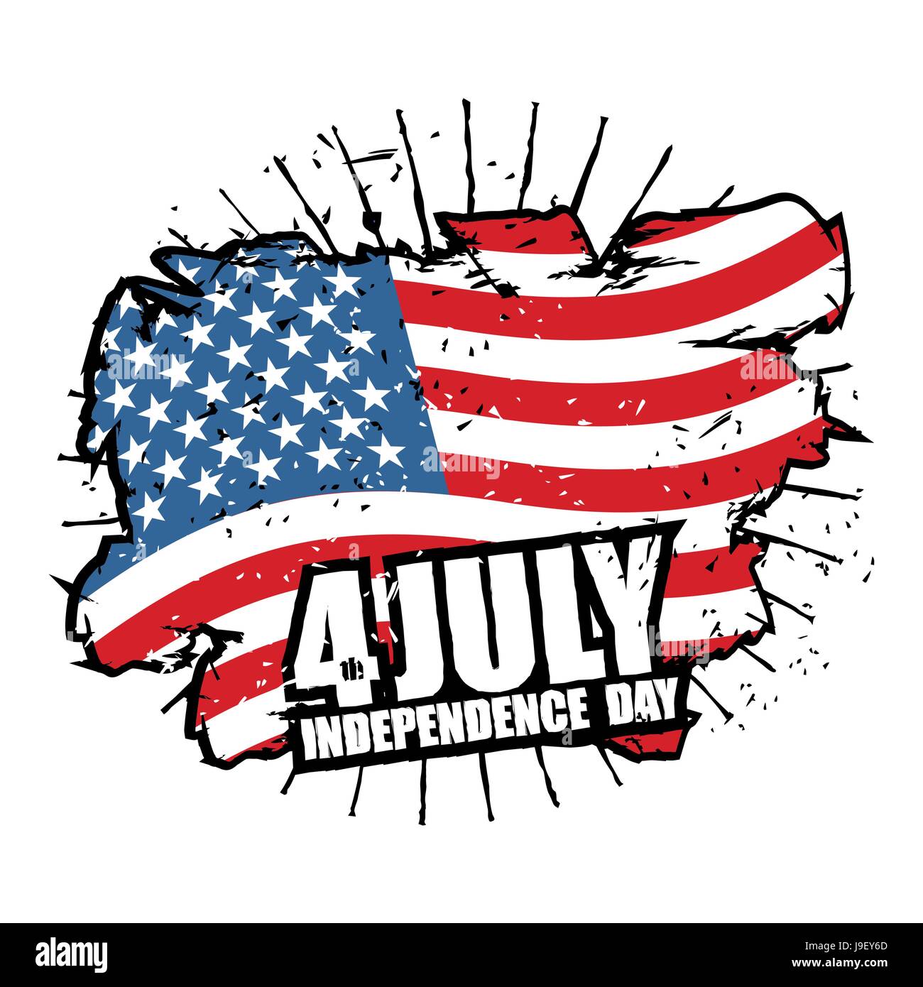 Independence Day of America. USA flag grunge style Brush strokes and ...