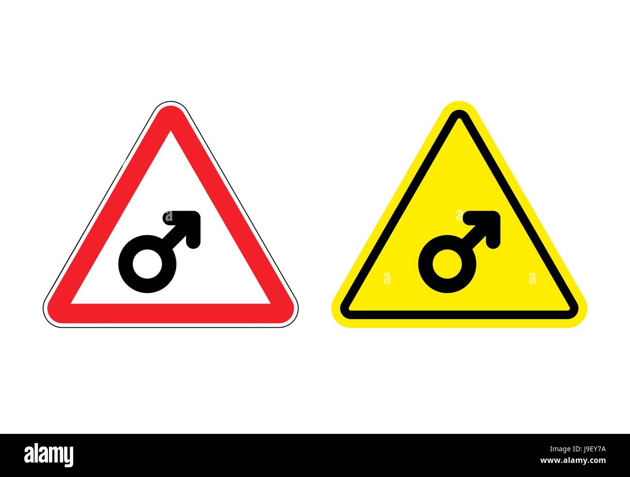 Warning sign mans attention. yellow danger man. male symbol on red ...
