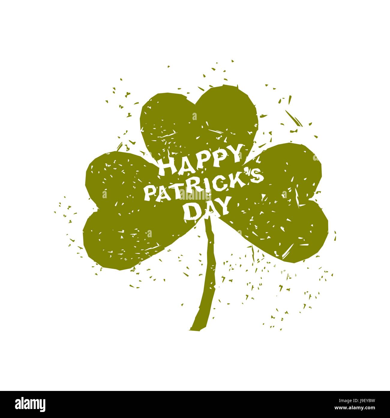 Happy St. Patrick's day. Clover grunge. Logo for national Irish Spring ...