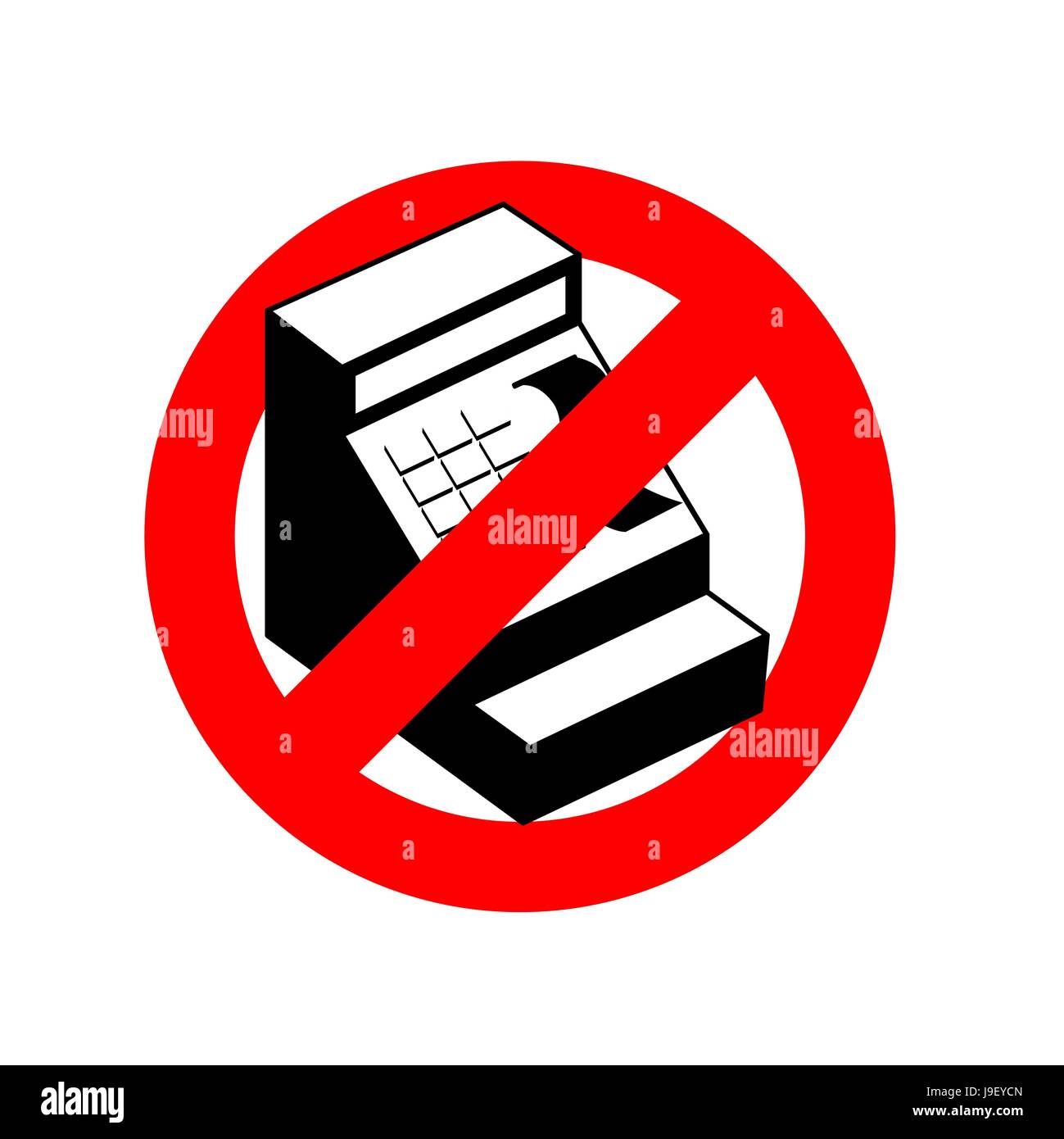 Stop cashier. Banned from cash register. Frozen machine counting money ...