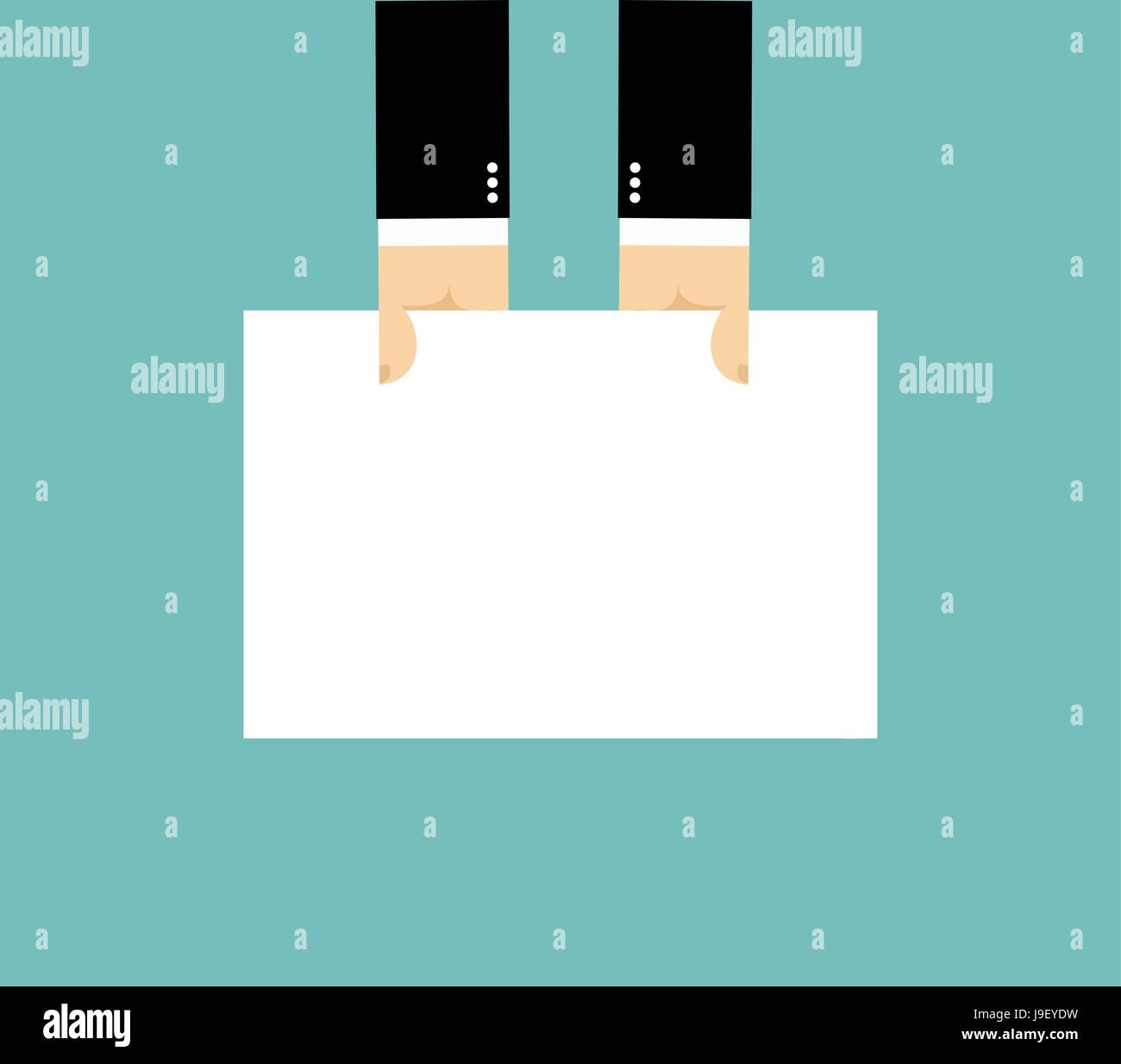 Businessman hand and white sheet Billboard. Hand holds form. Pure white ...