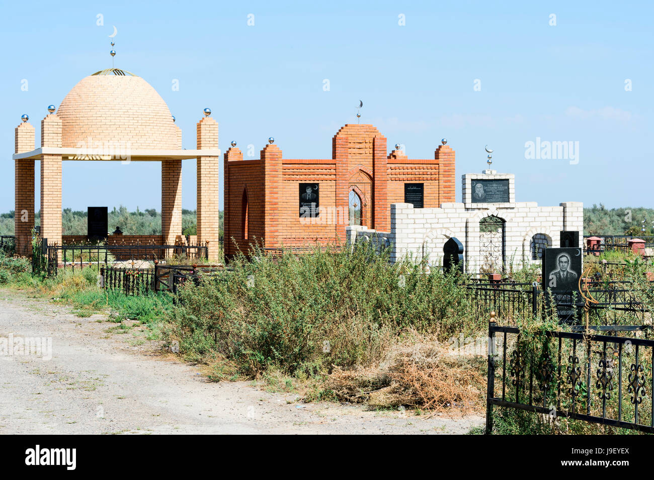 Muslim cemetery, Sati village, Tien Shan Mountains, Kazakhstan Stock ...