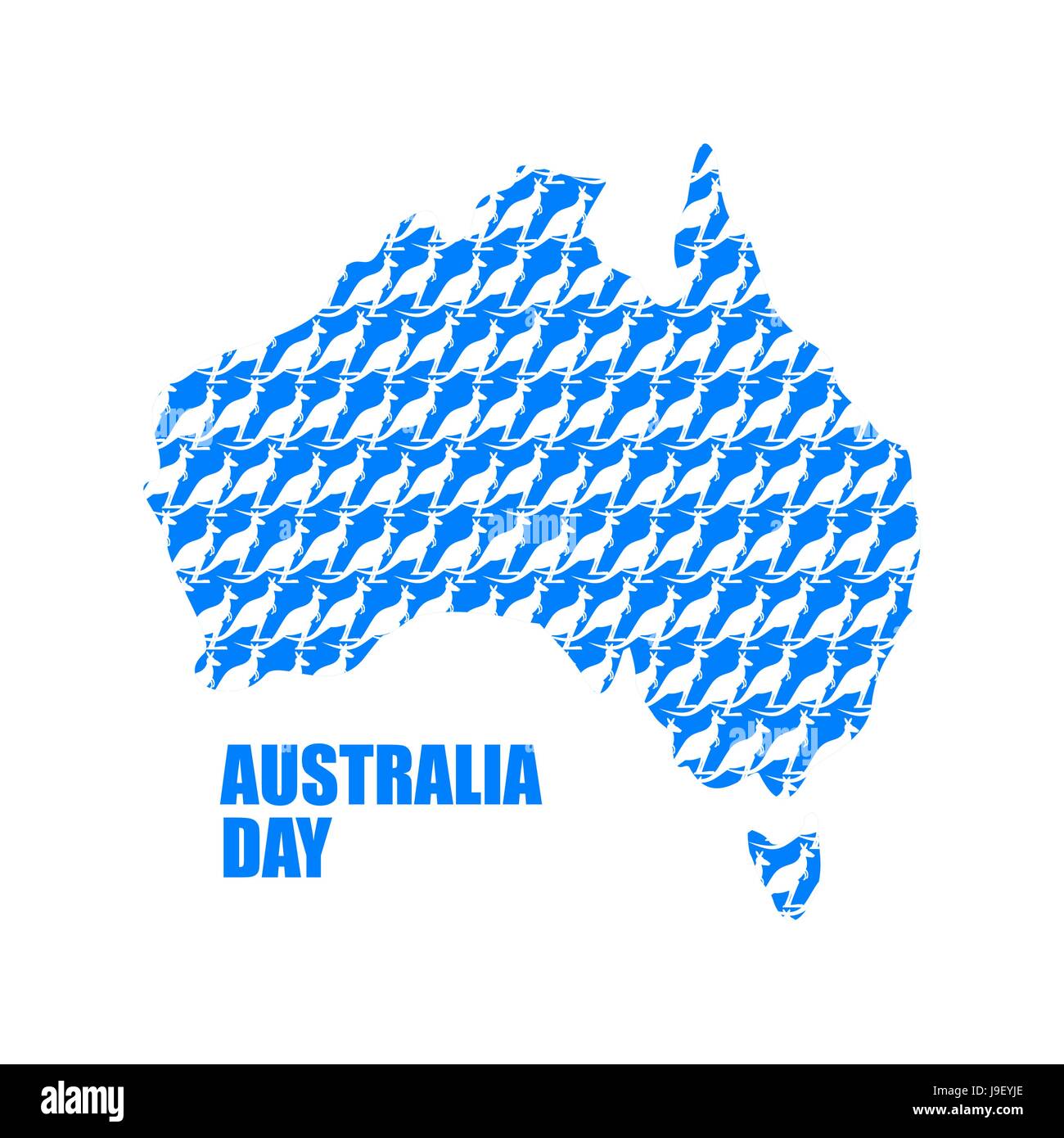 Australia Day. Map of Australia from kangaroo. Continent States and ...