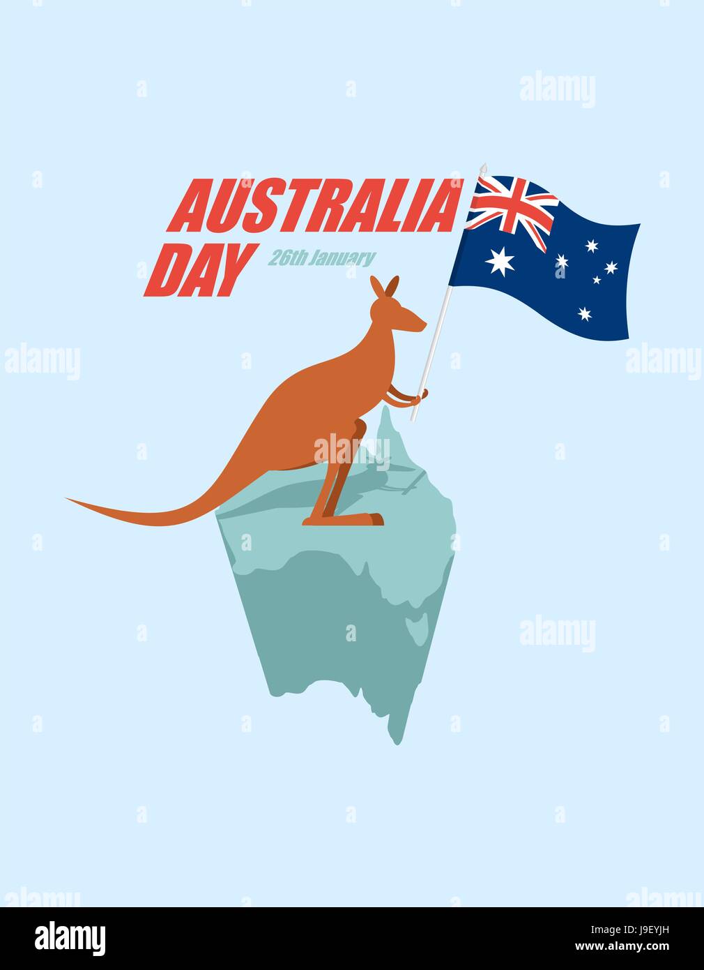 Day Australia. Patriotic holiday State. Kangaroos and Australian flag ...