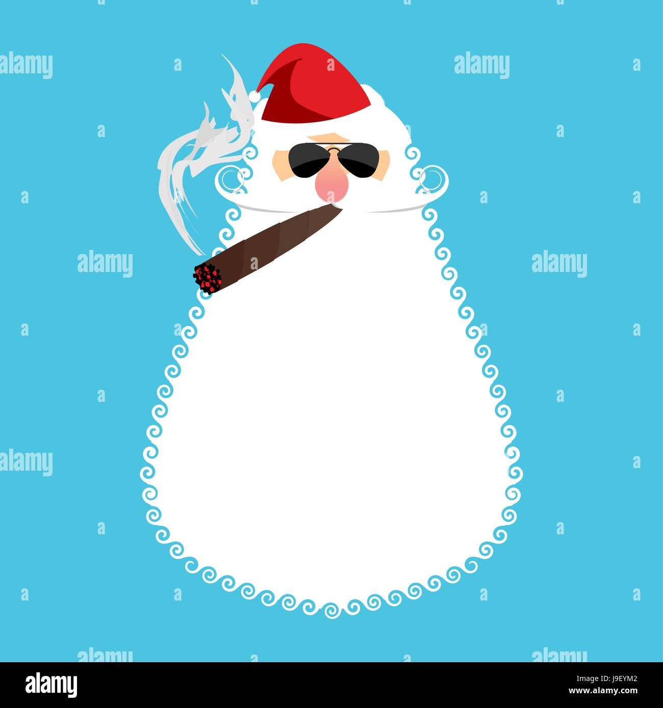 Bad Santa Claus smoking cigar. Poor old man smokes. Illustration for ...