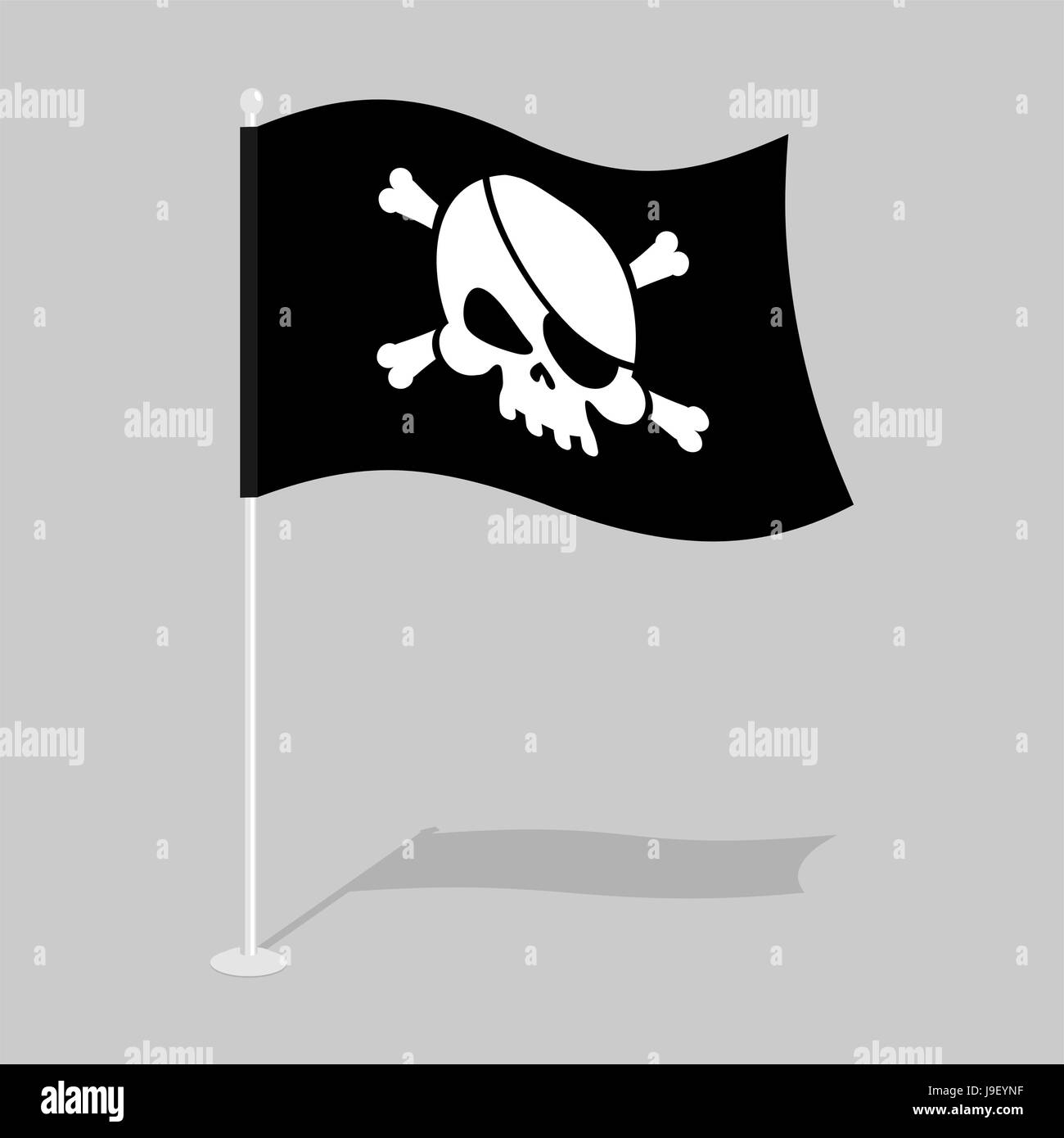 Jolly Roger. pirate flag. Skull and Bones. skeleton head. growing black ...