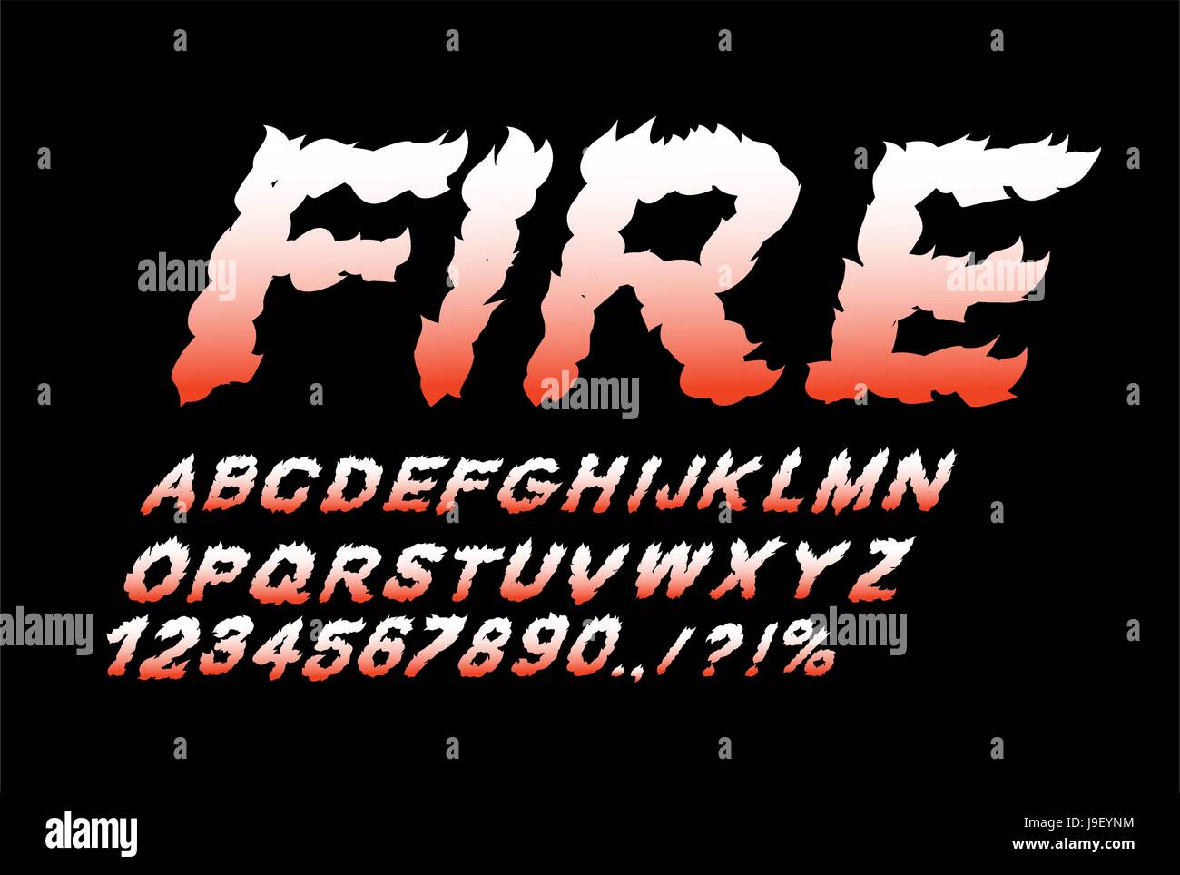 Fire font. Flame ABC. Fiery letters. Burning alphabet. Hot typography ...