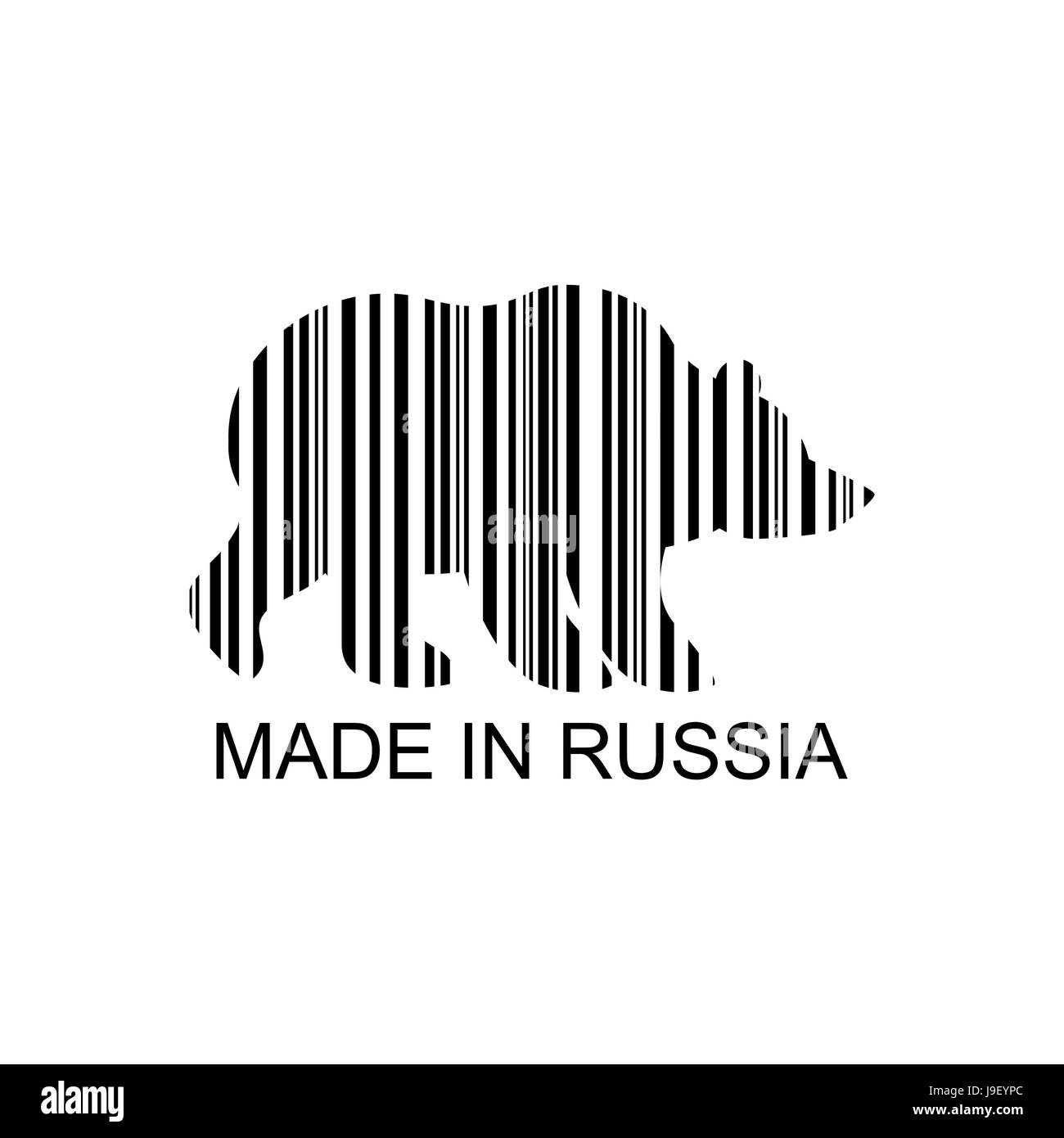 Bear barcode for goods from Russia. Wild animal bar code. Logo for ...