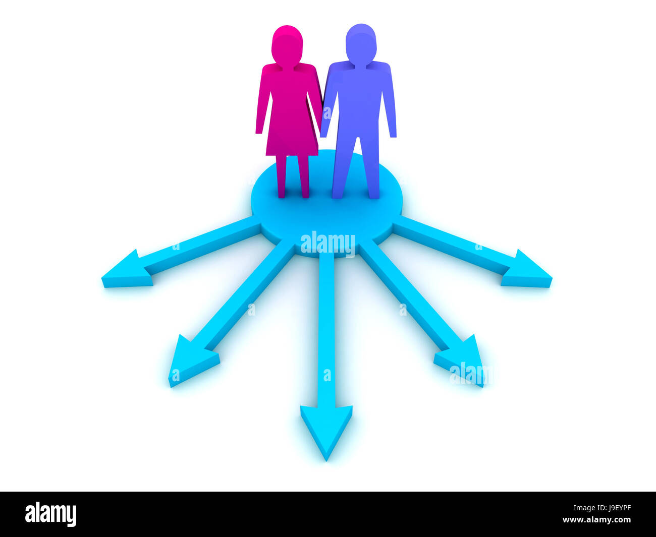 The couple choosing the path. Concept 3D illustration Stock Photo - Alamy
