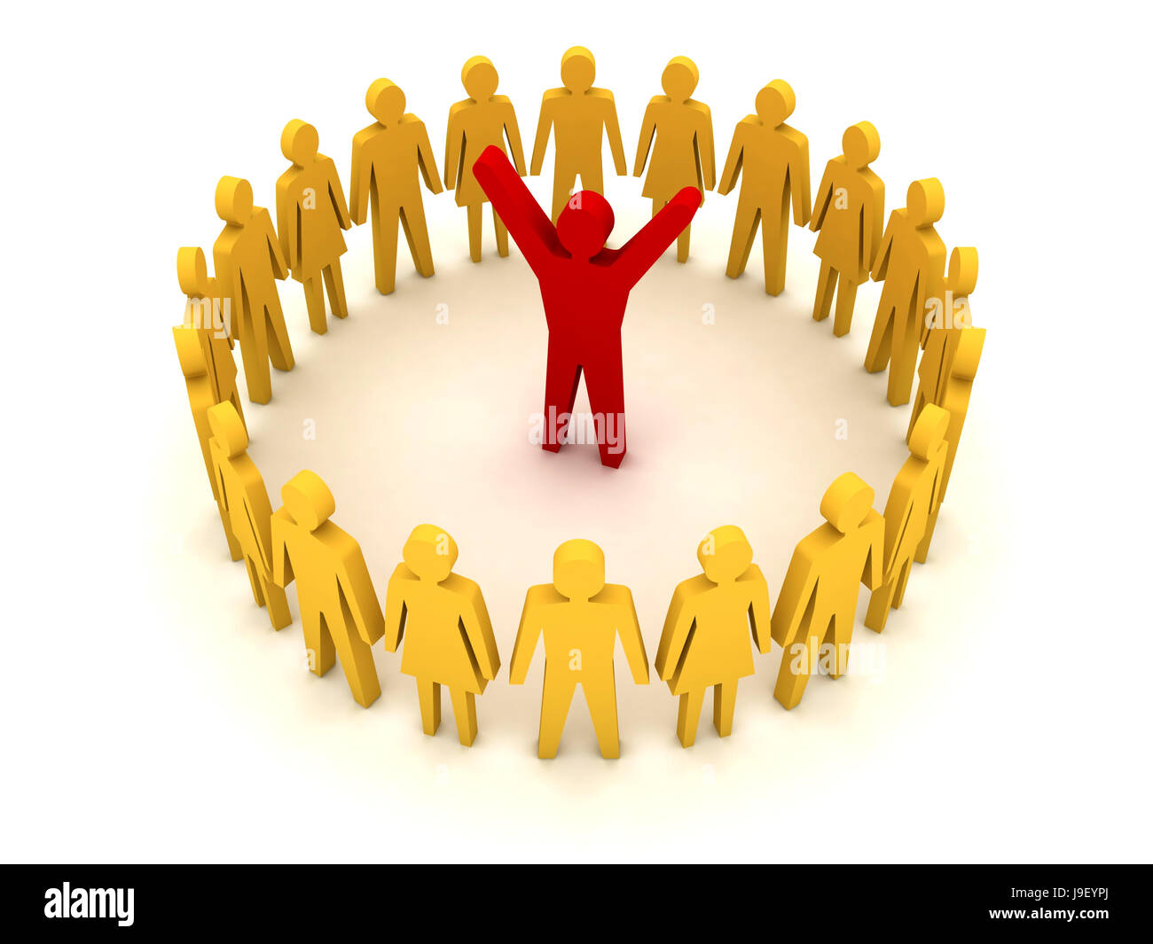 People around leader. Success. Concept 3D illustration Stock Photo - Alamy