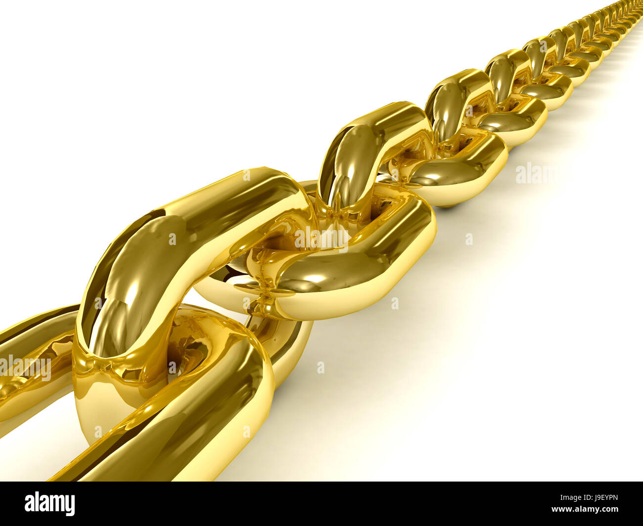 Golden chain over white background. 3D Concept illustration Stock Photo ...