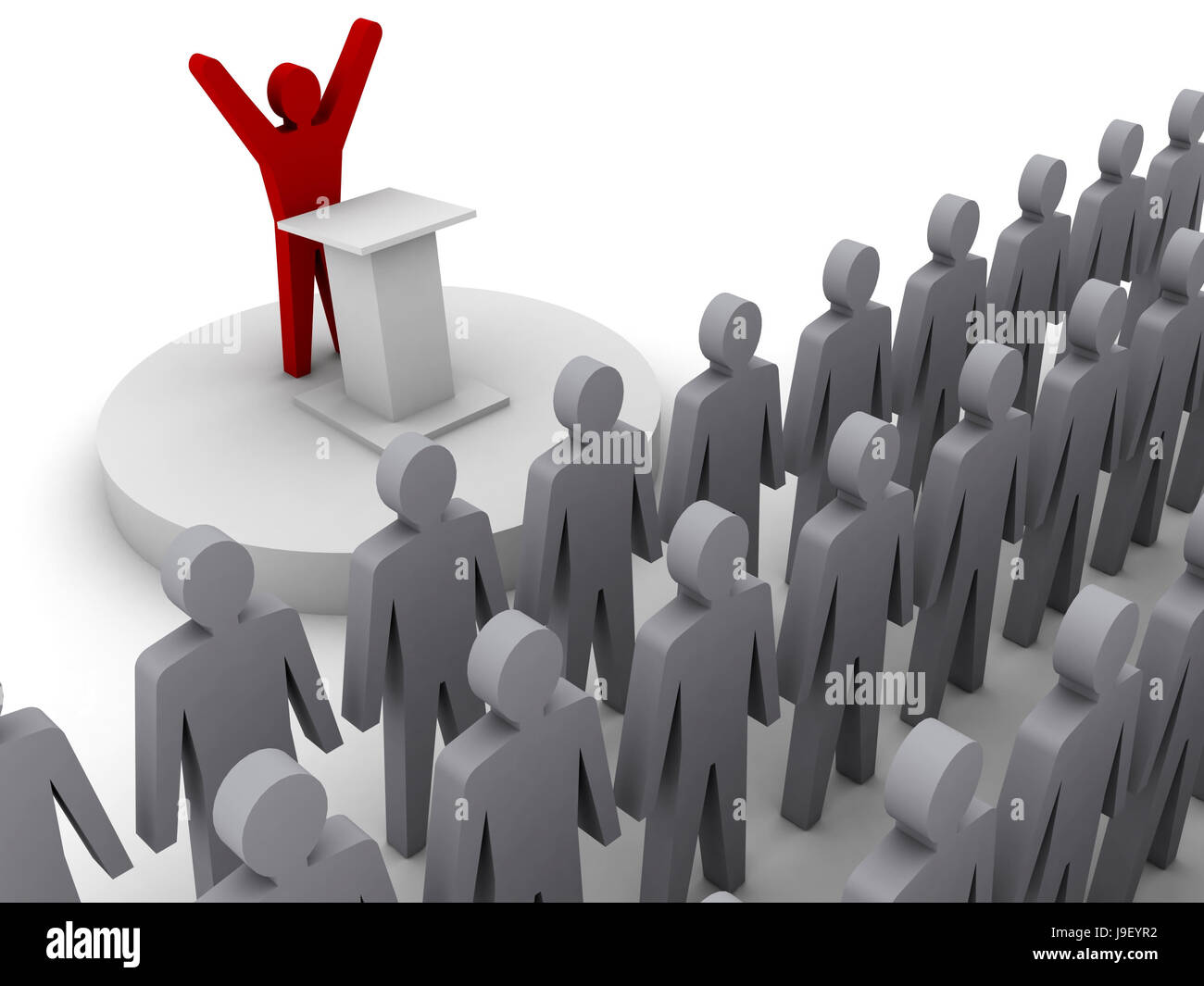 Leader speaking to crowd. Concept 3D illustration Stock Photo - Alamy