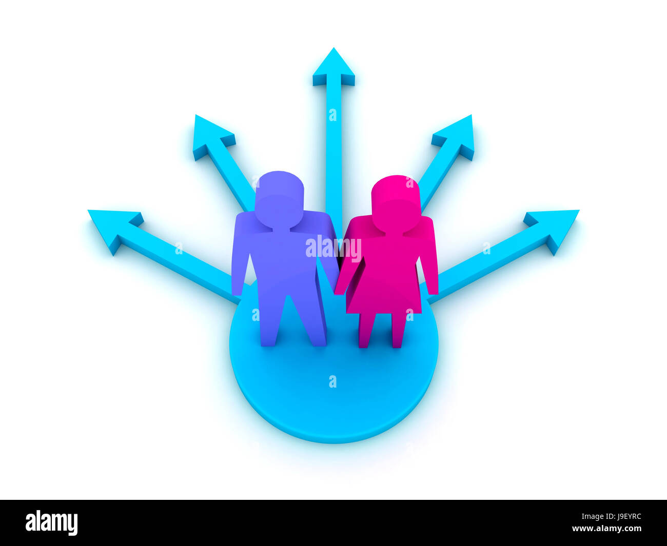 The couple choosing the path. Concept 3D illustration Stock Photo - Alamy