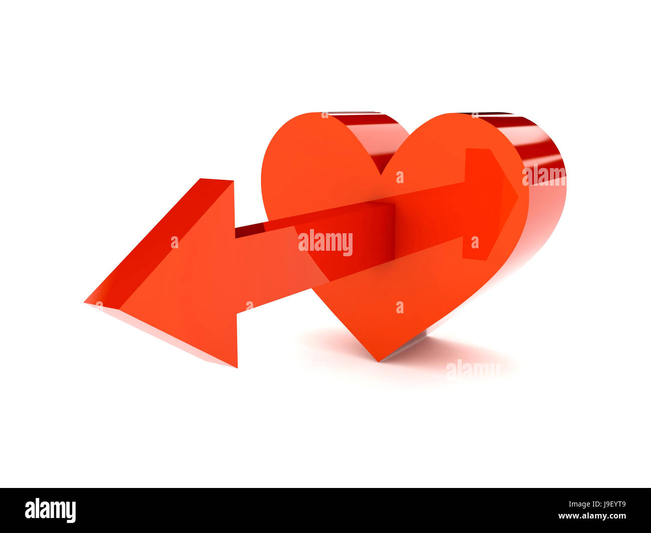 Big red heart with arrow pointing forward. Concept 3D illustration ...