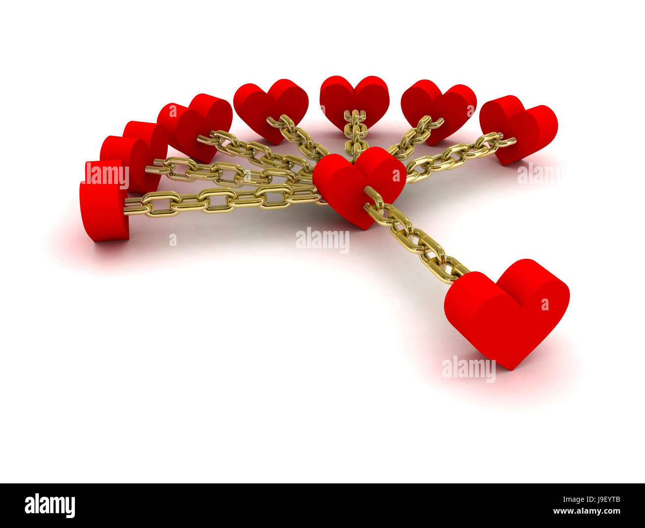 Seven hearts linked with one heart. Good relations. Concept 3D ...