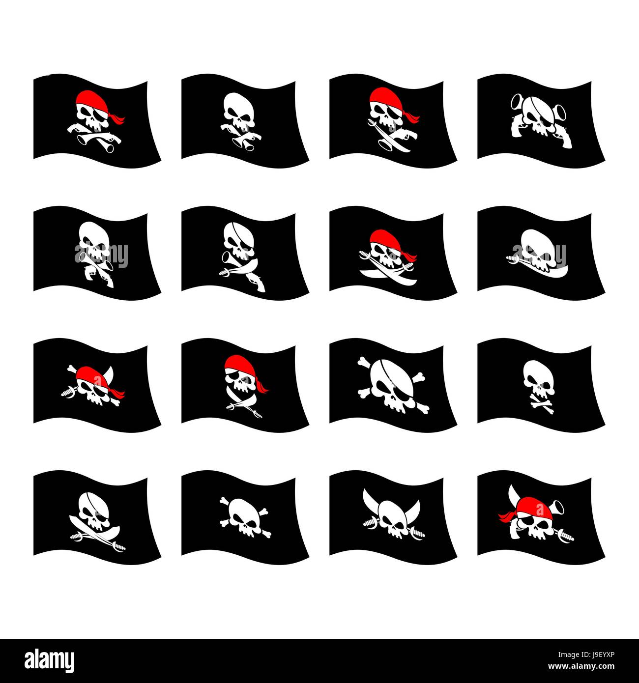 Jolly Roger. Pirate flag. Skull and crossbones. skeleton head in sling ...