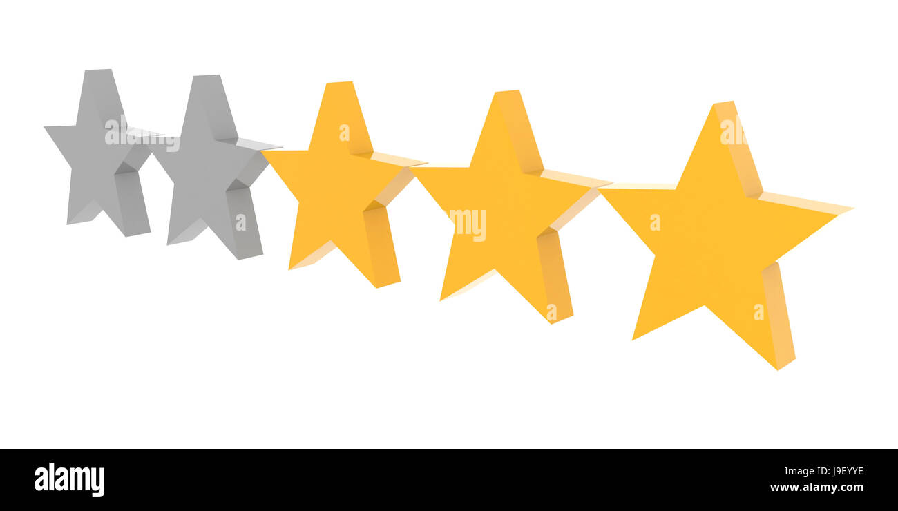 Three stars rating. Concept 3D illustration Stock Photo - Alamy