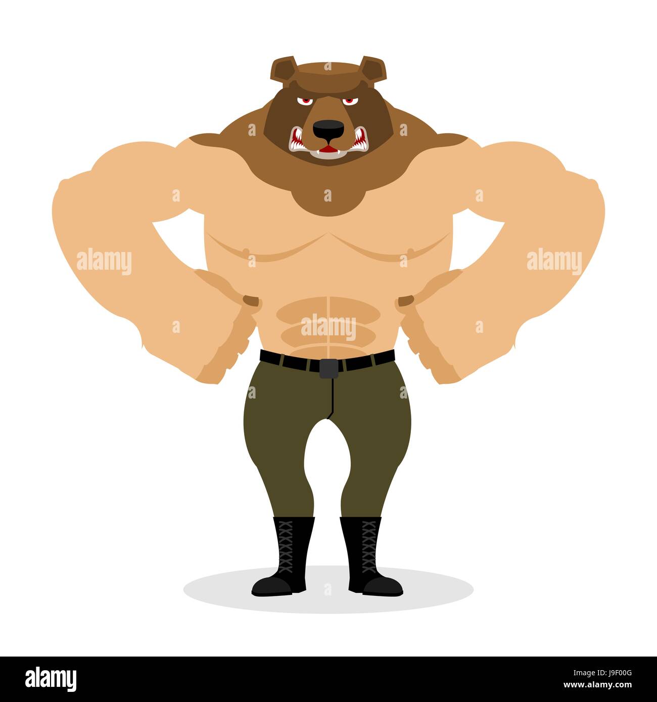 Man Bear. Strong powerful wild evil animal with big muscles ...