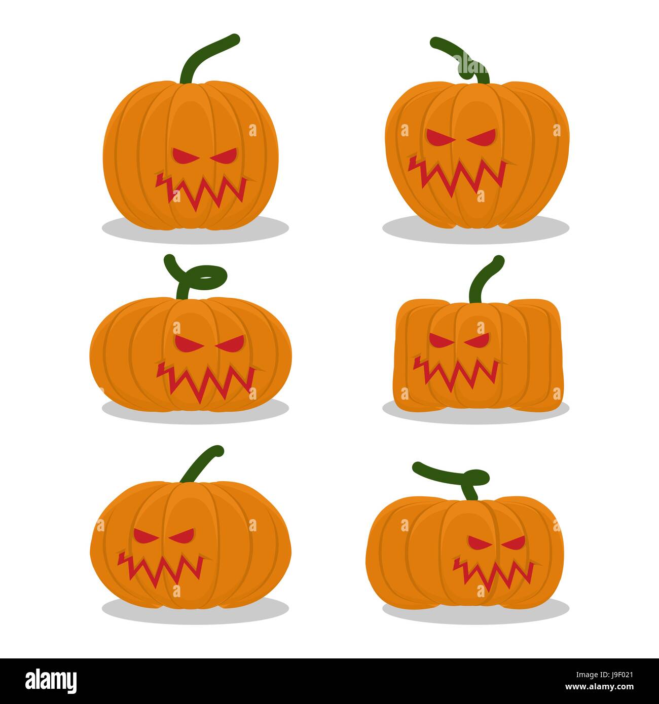 Scary pumpkins for Halloween set. terrible holiday symbol Stock Vector ...