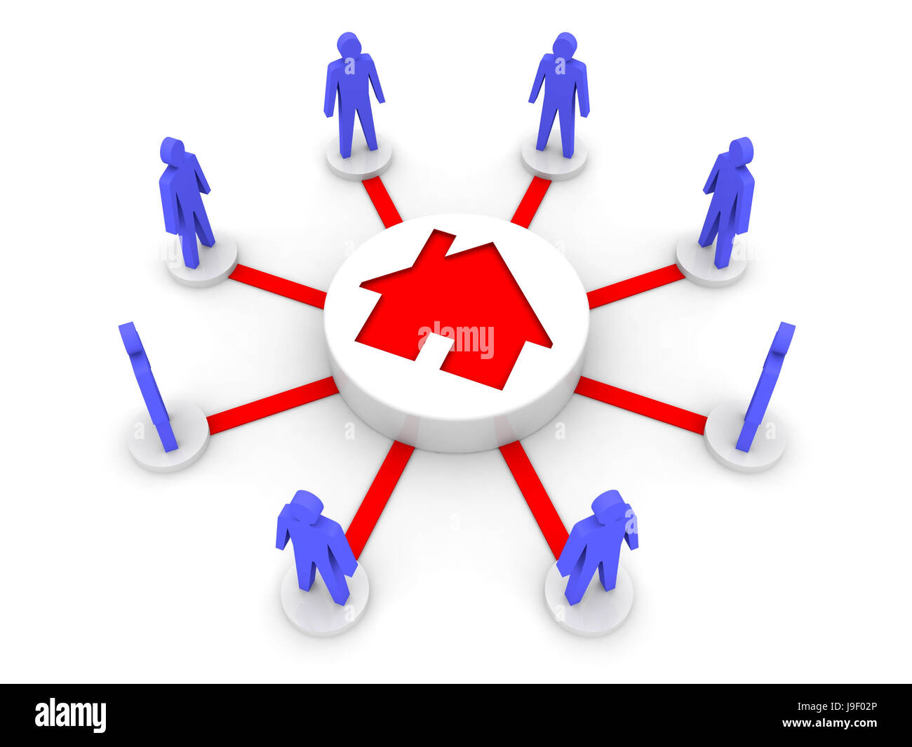 House problem connects people. Hostel. Concept 3D illustration Stock ...