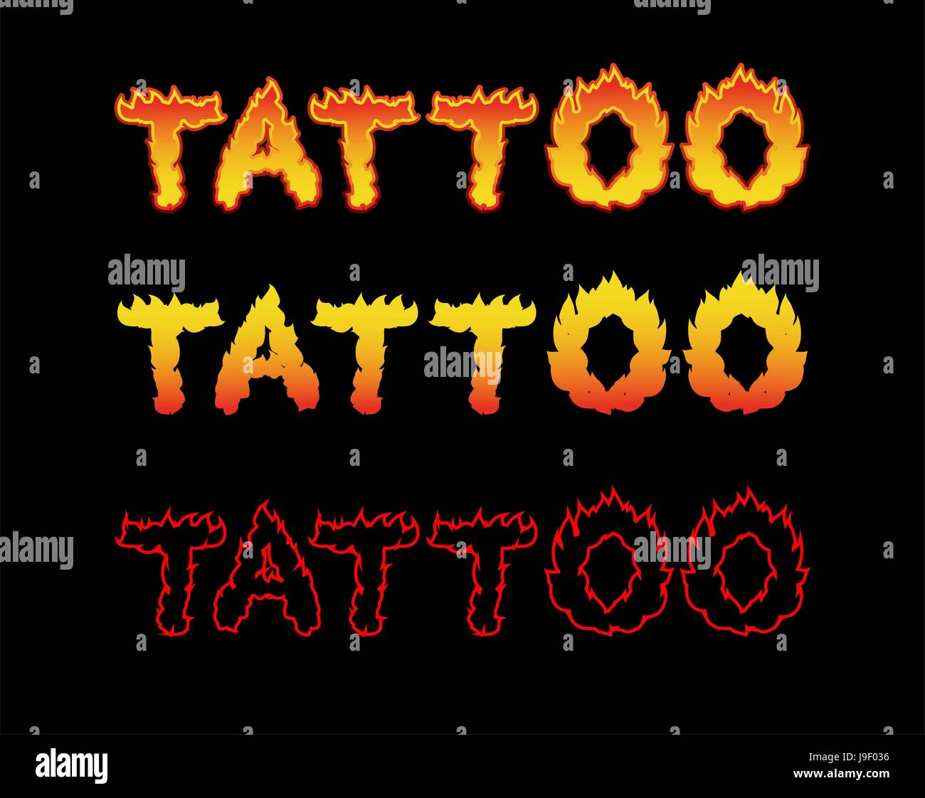 Tattoo fire letters. Flame lettering. Comics font Stock Vector Image ...