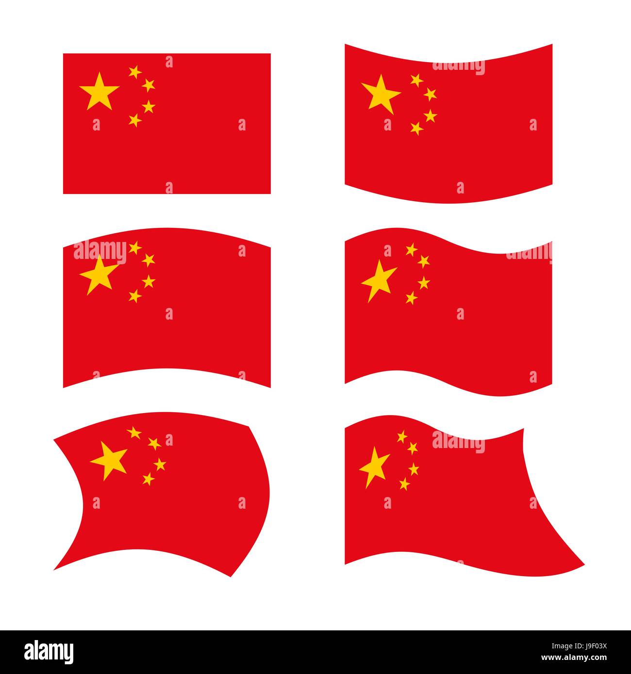 China Flag. Set national flag of Chinese state. Red flag and golden ...