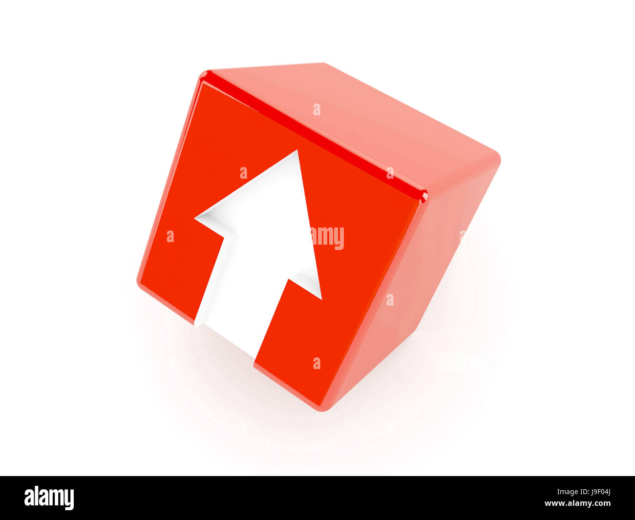 3D red cube with an arrow pointing up. Concept illustration Stock Photo ...