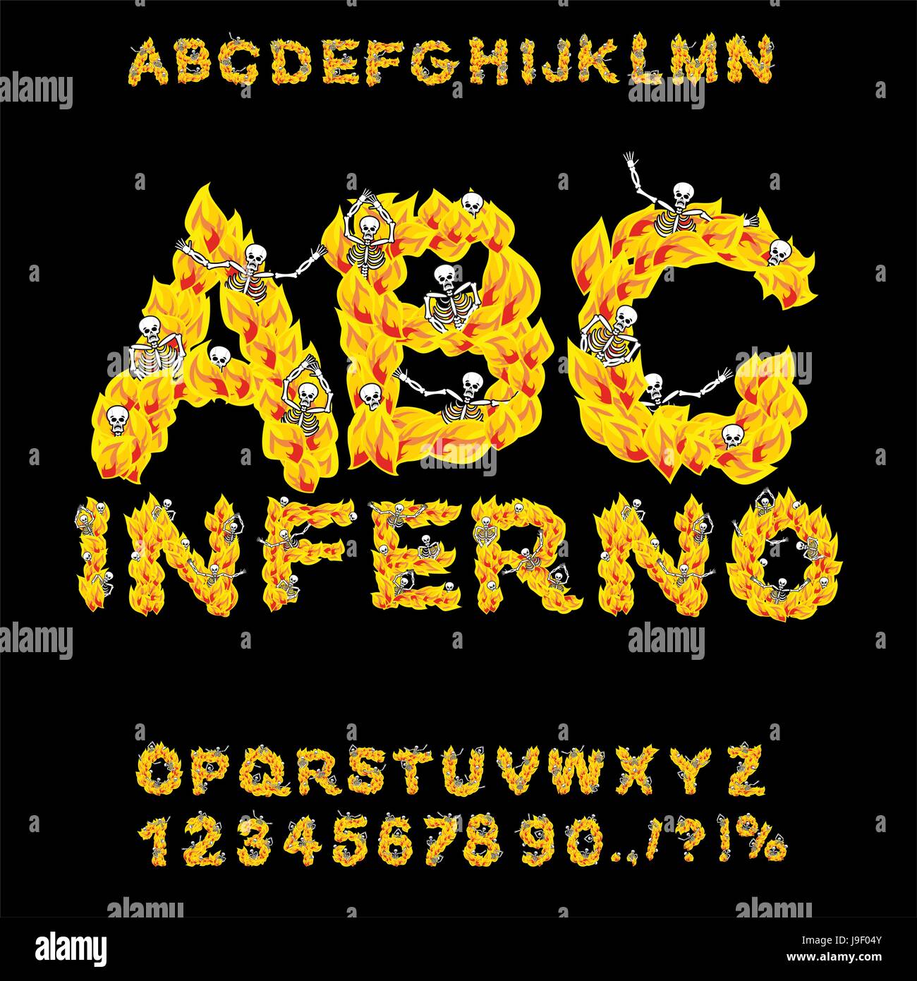 Inferno ABC. Hell font. Fire letters. Sinners in hellfire. hellish ...