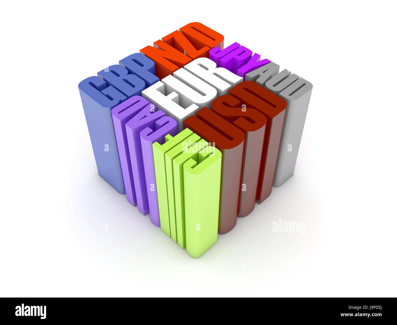 Colorful currency codes. Concept 3D illustration Stock Photo - Alamy