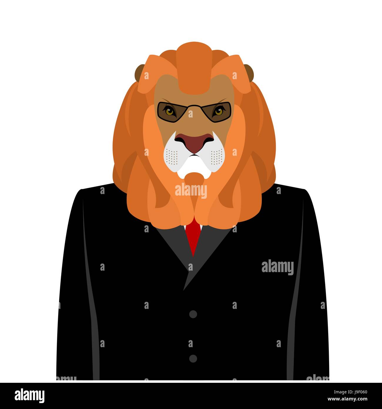 Lion businessman in black business suit. predator with Large mane ...