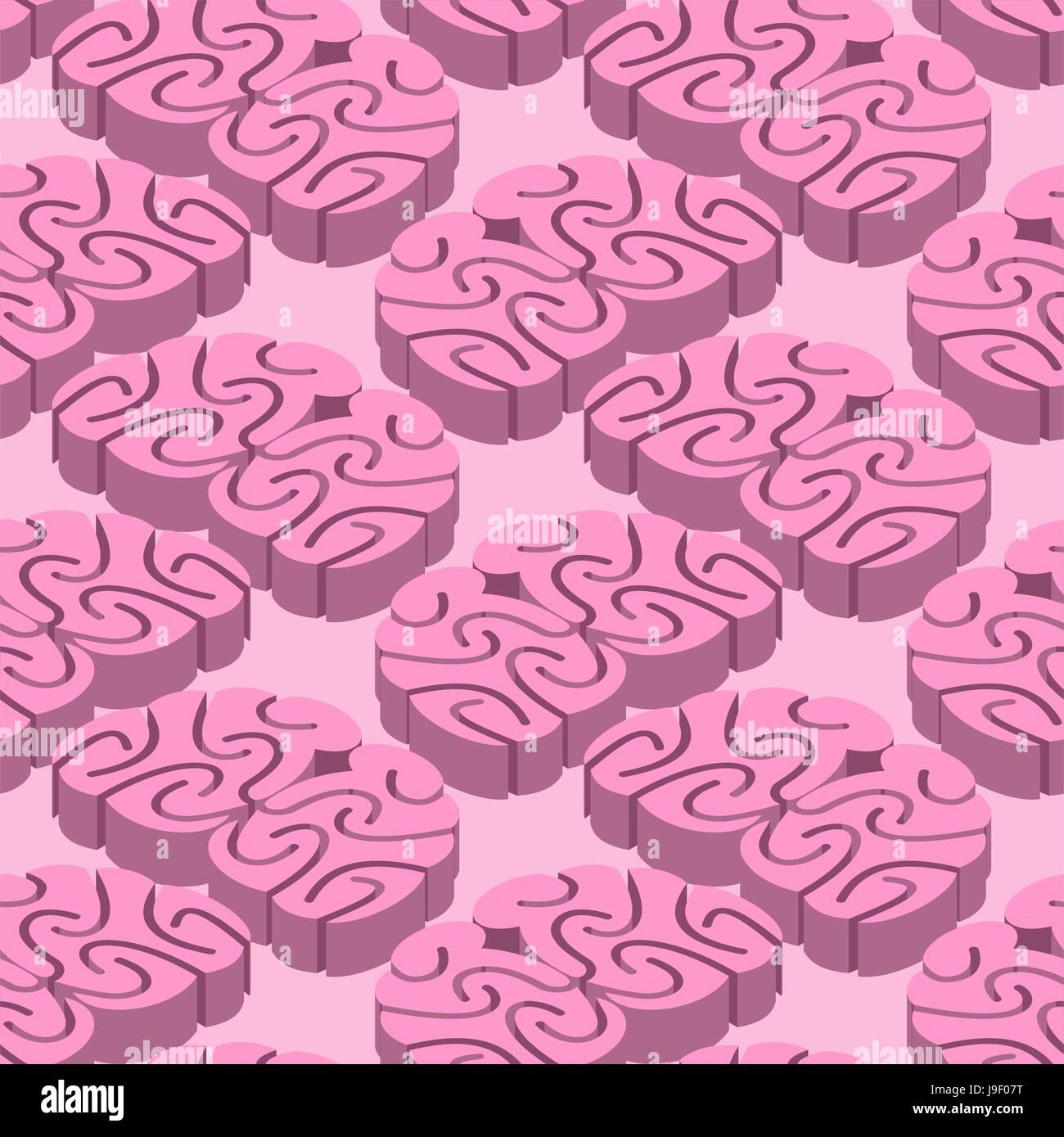 Brain isometric pattern. Seamless background of brain convolutions ...