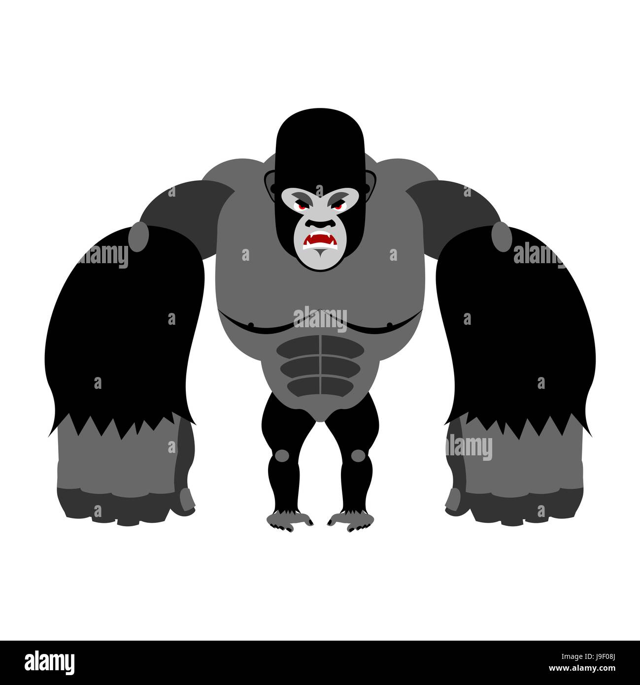 Angry gorilla on its hind legs. Aggressive Monkey on white background ...
